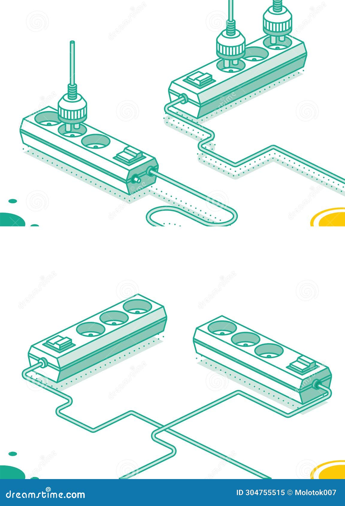 Modern Electric Extension Cord with Plug. Electrical Power Socket Strip ...