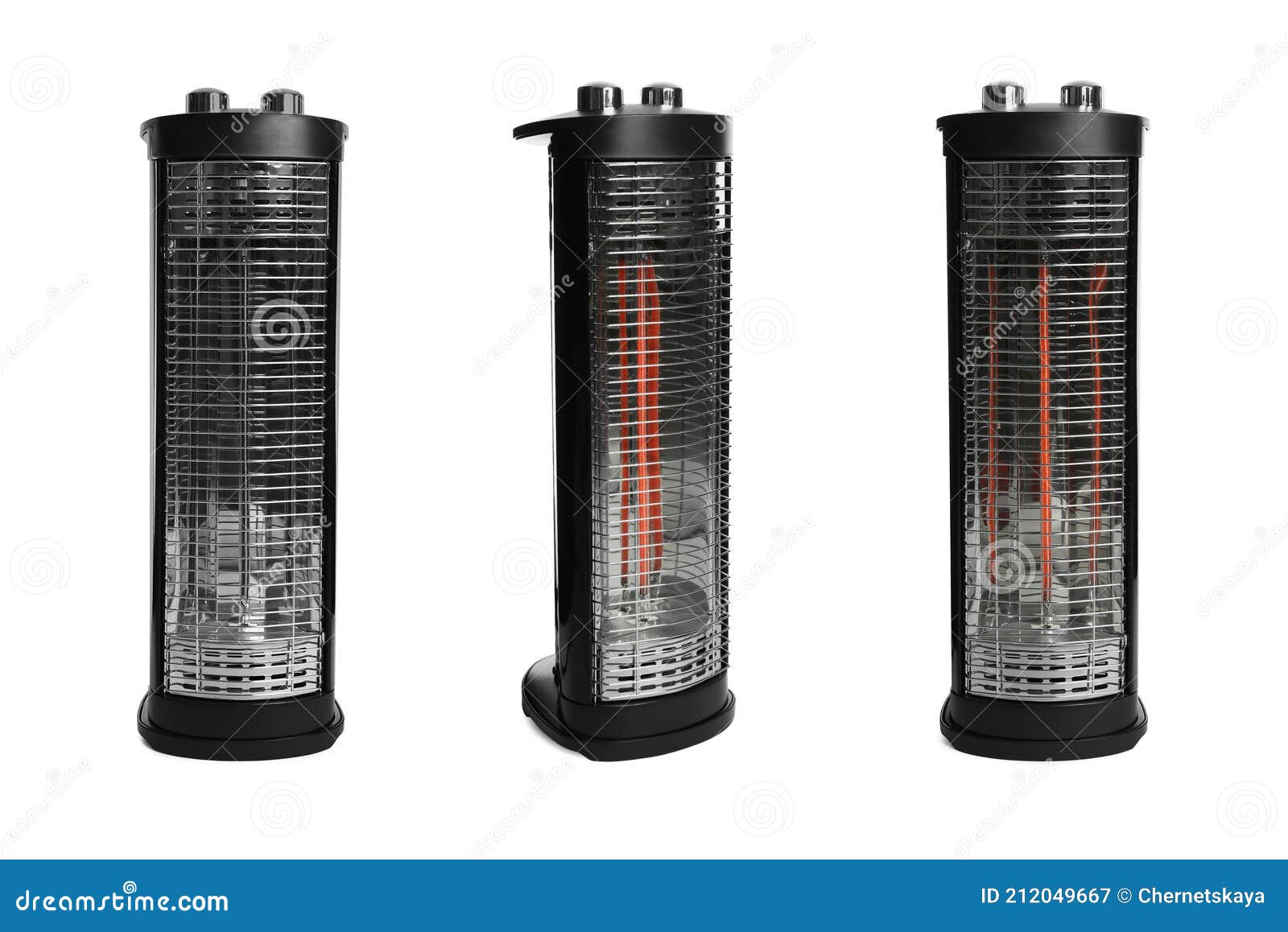 Modern Electric Heaters On White Background, Collage Stock Image ...