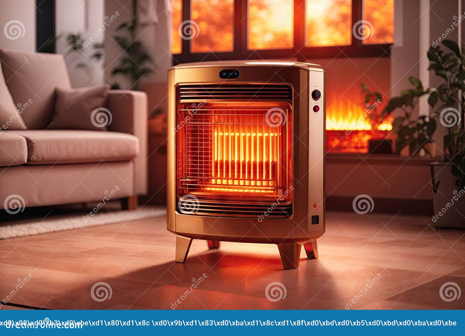 Modern Electric Infrared in Fire Heater at Home. Ai Generative Stock ...