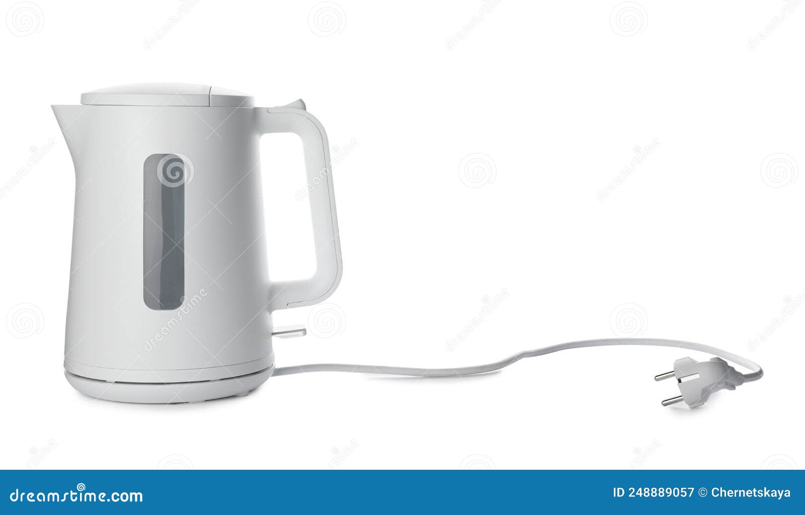 Modern Electric Kettle with Base and Plug Isolated on White Stock Image ...