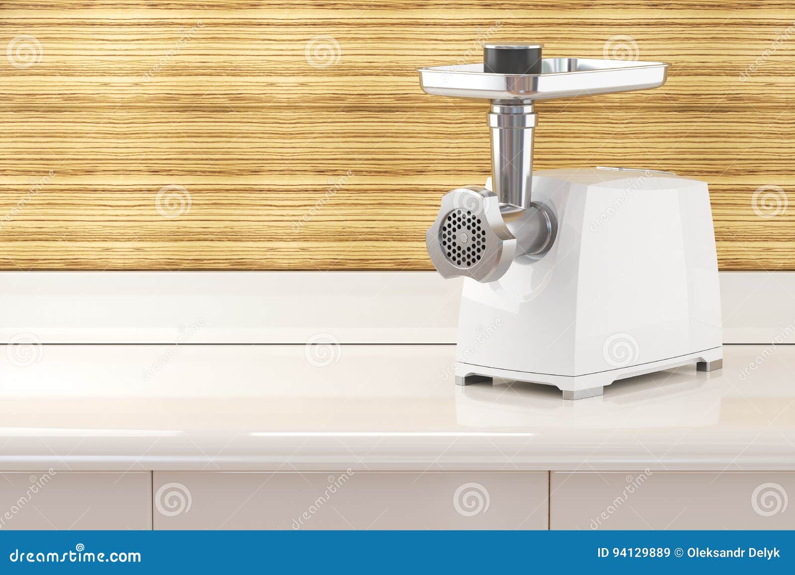 Modern Electric Meat Grinder on a Table in the Kitchen Room Interior ...