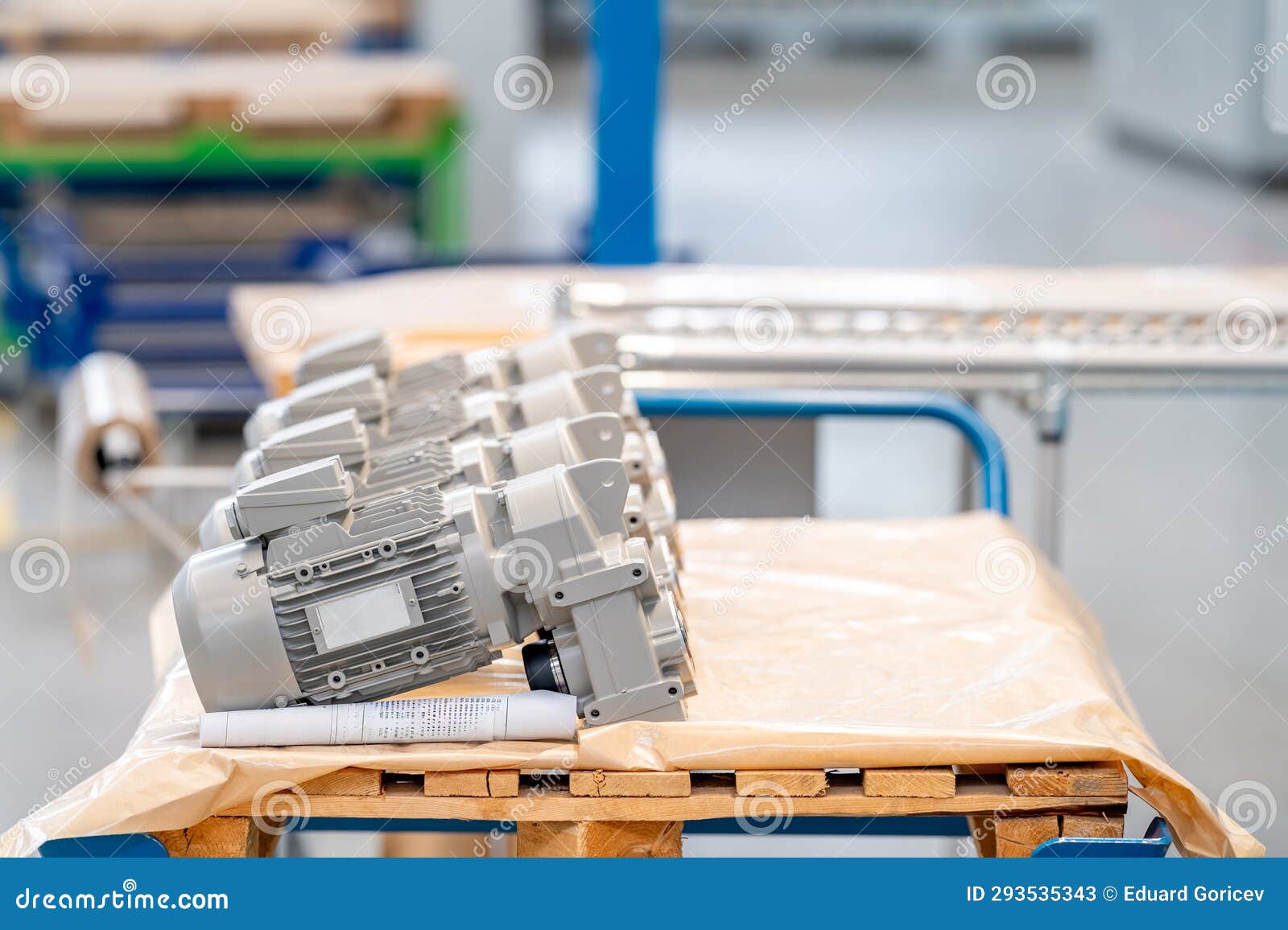 Modern Electric Motors in Production Ready for Shipment, Copy Space ...