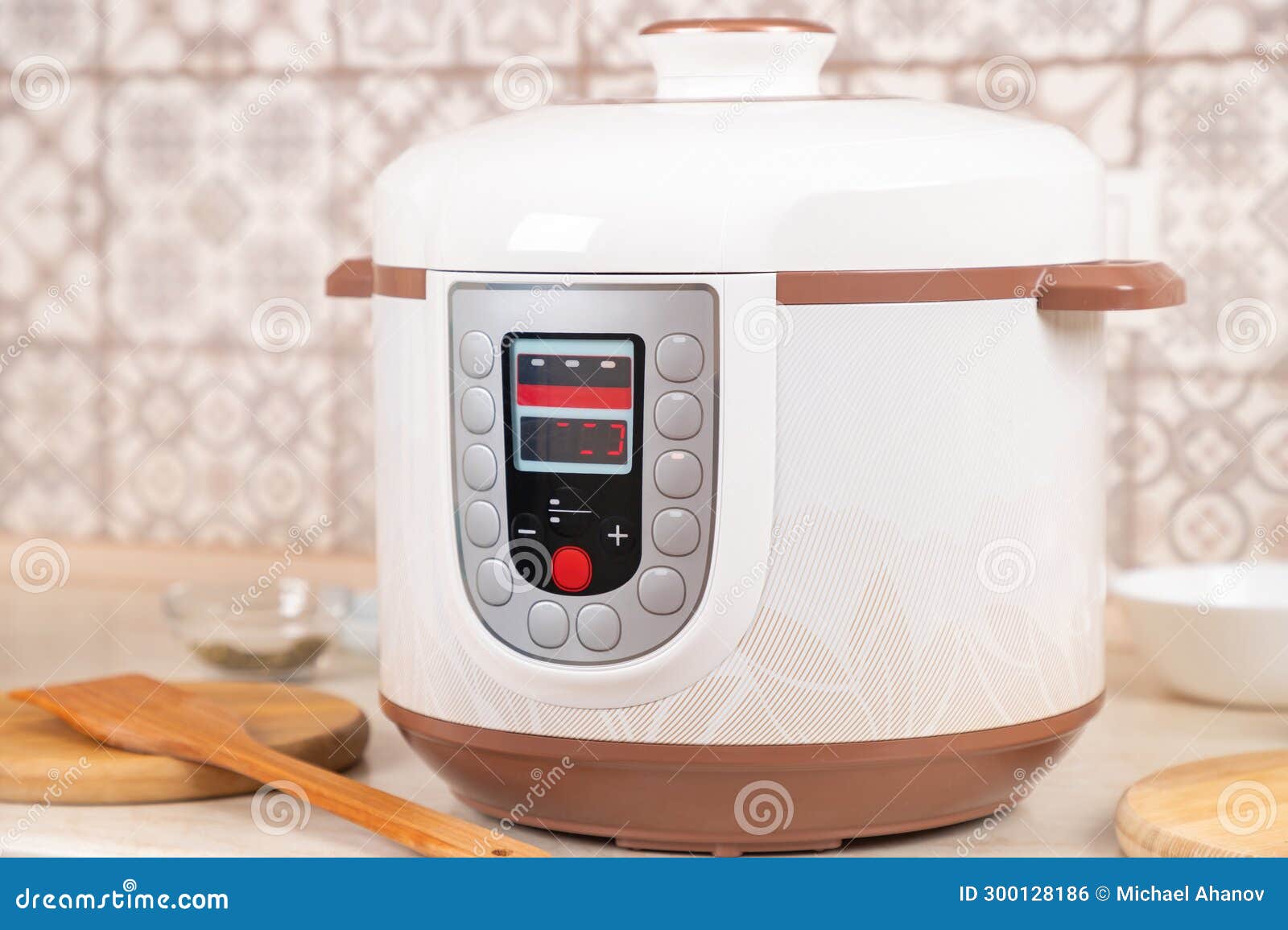 Modern Electric Multi Cooker on a Table in Kitchen in Working Order ...