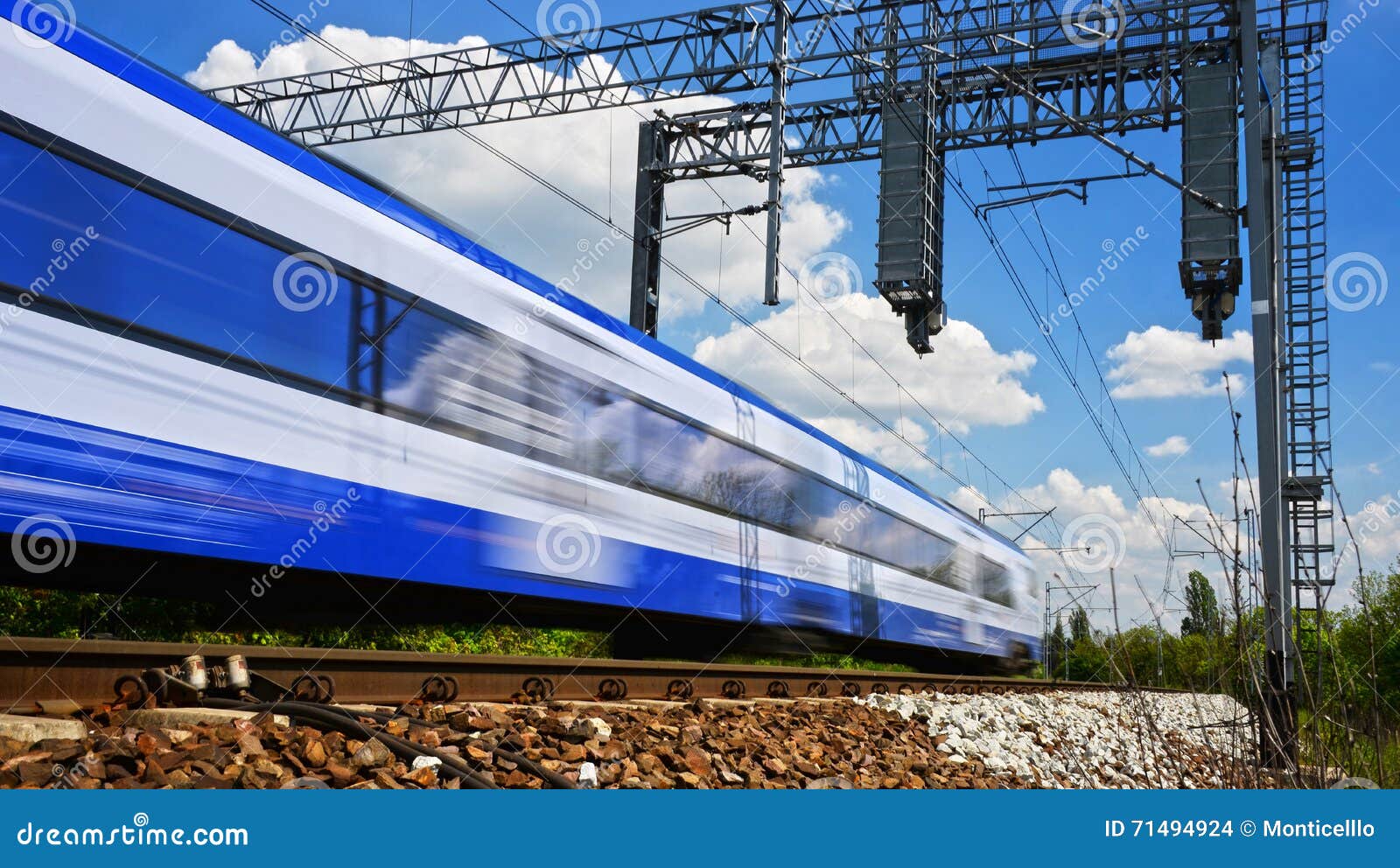 Modern Electric Passenger Train Moving on Full Speed Stock Photo ...