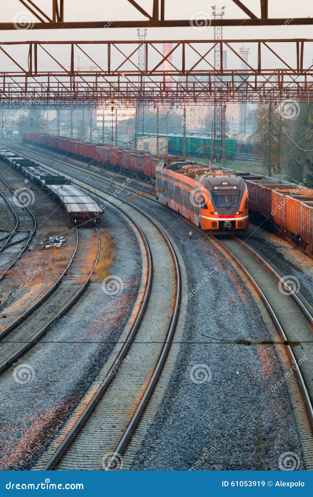 Modern Electric Train Moving through Railway Station Stock Image ...