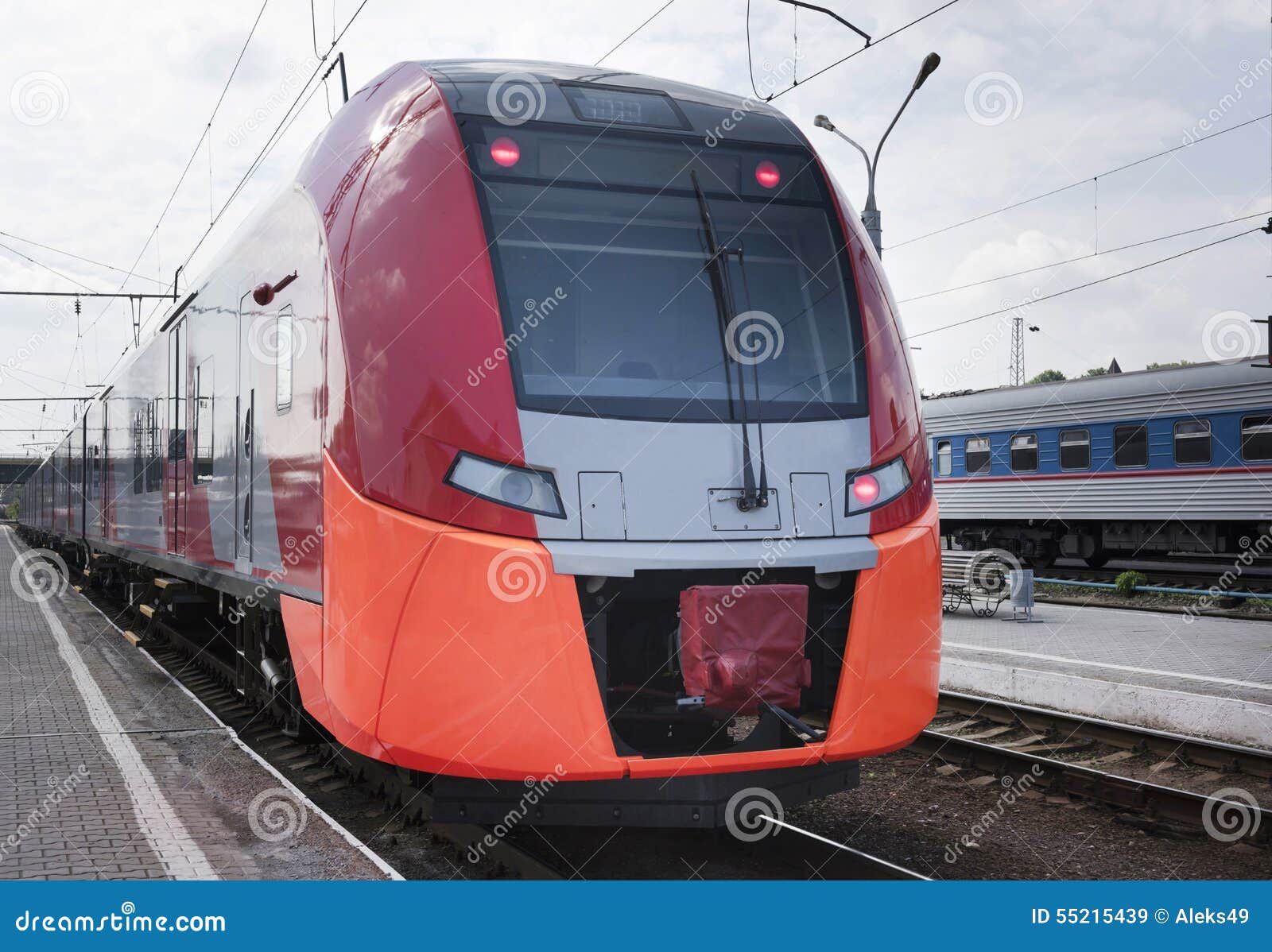Modern Electric Train Stops at the Station Stock Image - Image of ...