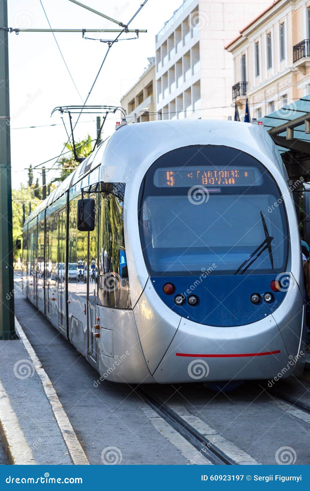 Modern Electric Tram in Athens, Greece Stock Image - Image of capital ...