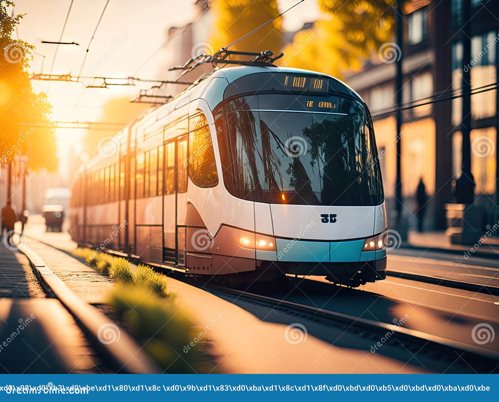 Modern Electric Tram Moving on the Streets. Ai Generative Stock ...