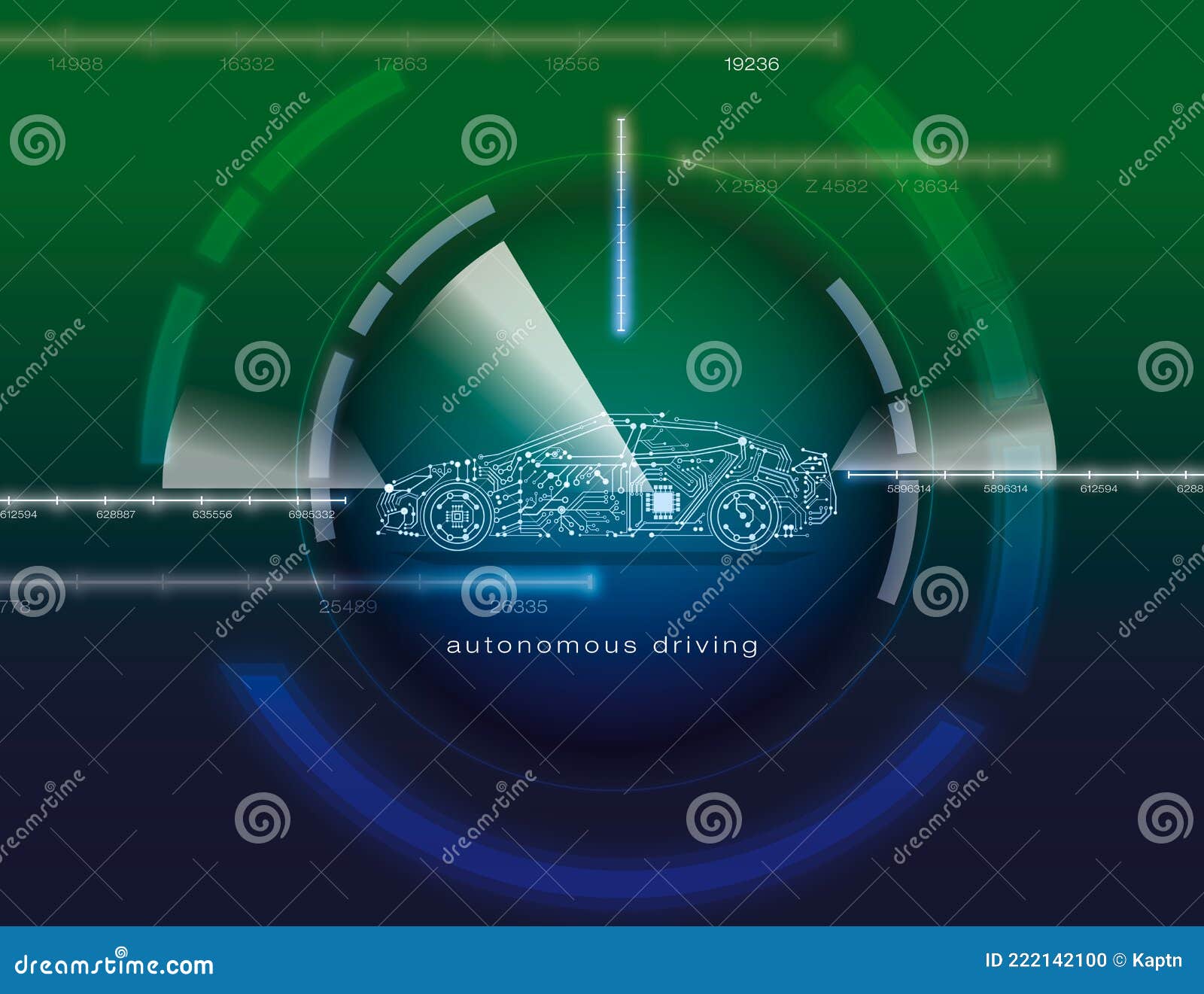 Modern Illustration E-car Modern Electric Vehicle is Autonomous Driving ...