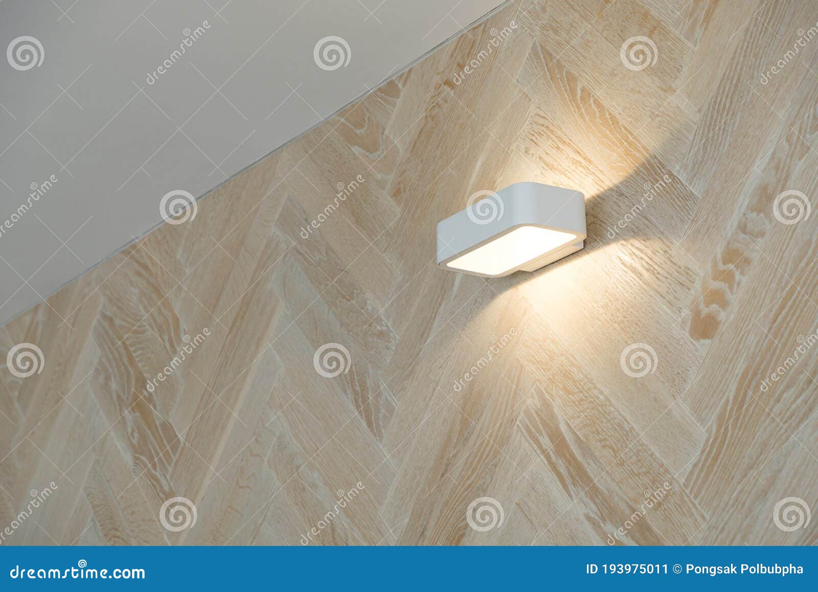 Modern Electricity Lamp is Illuminated on the Pattern Wall Stock Image ...