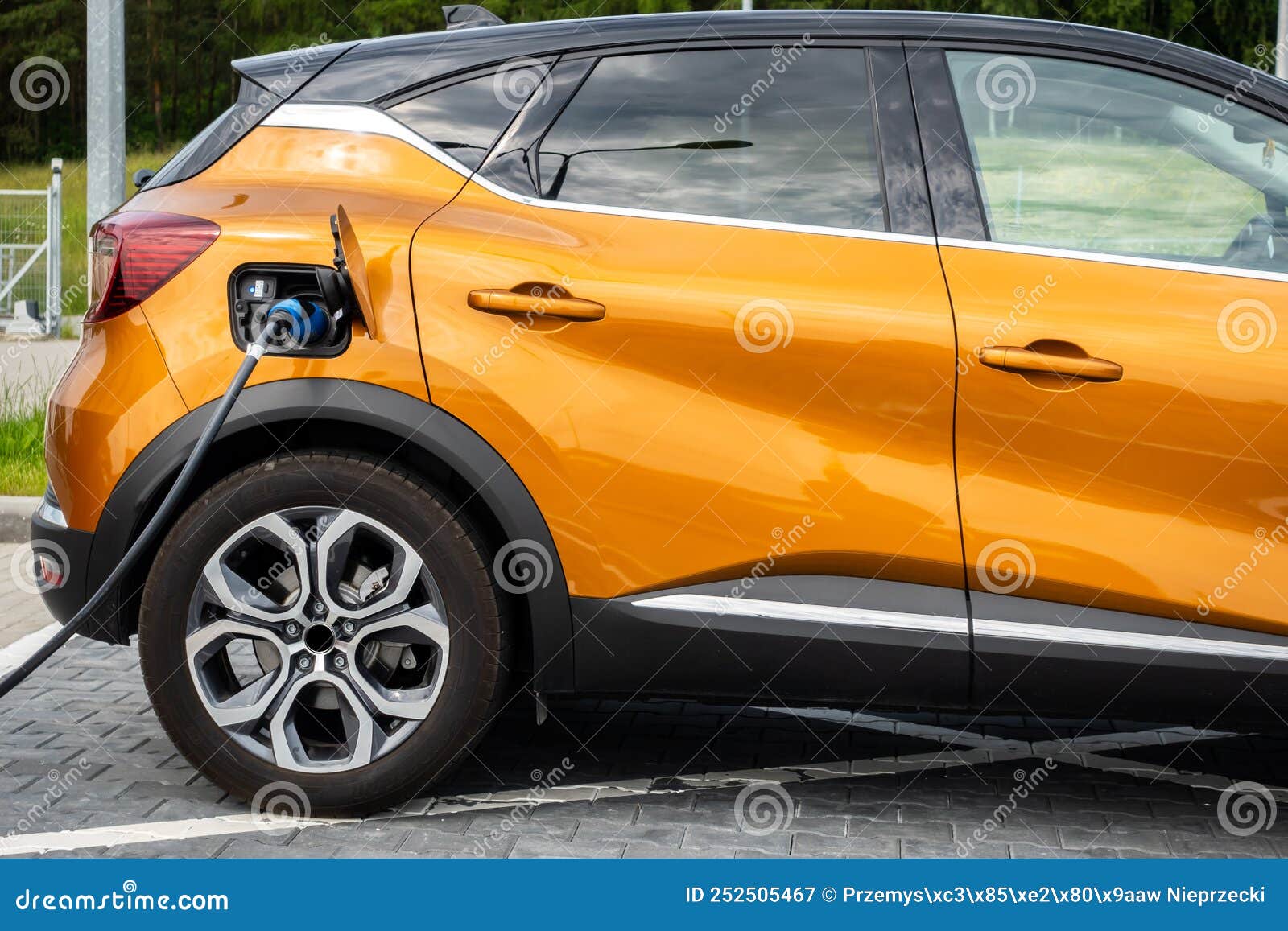 Orange Electric Car during Charging. Stock Image - Image of emobility ...