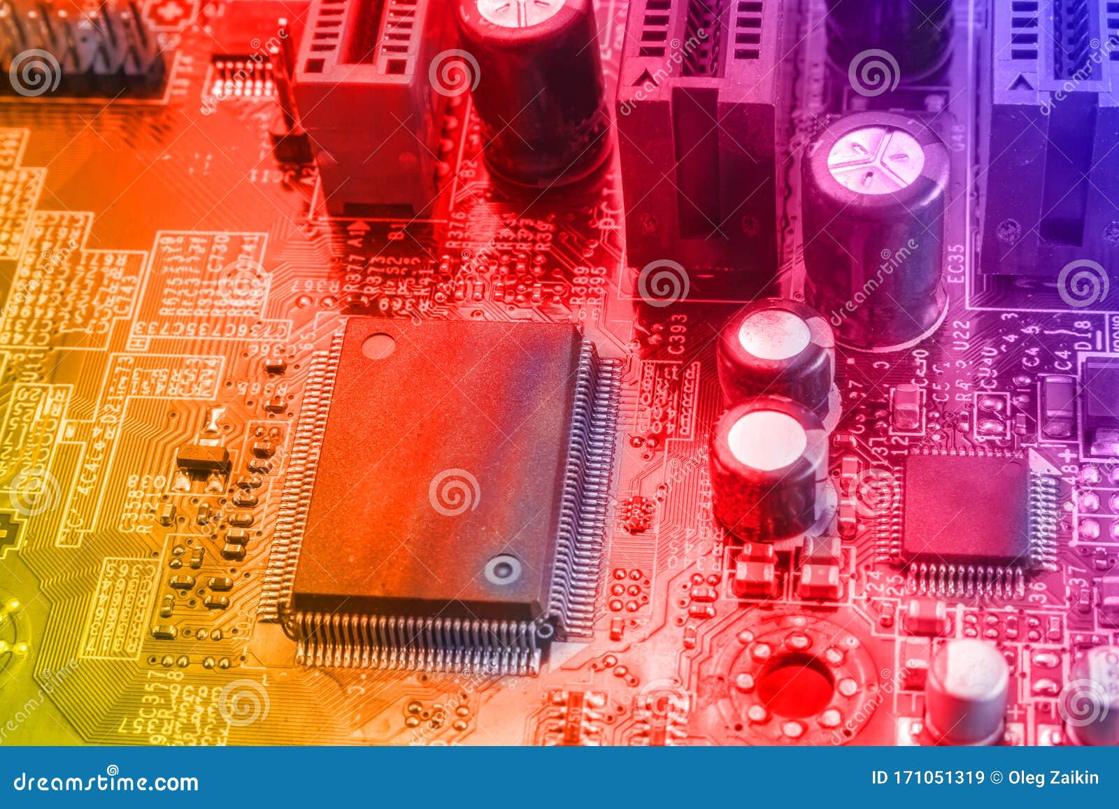 Modern Electronic Elements on a Computer Board Stock Image - Image of ...