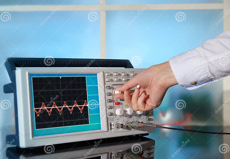 Modern Electronic Oscilloscope on Abstract Background Stock Image ...