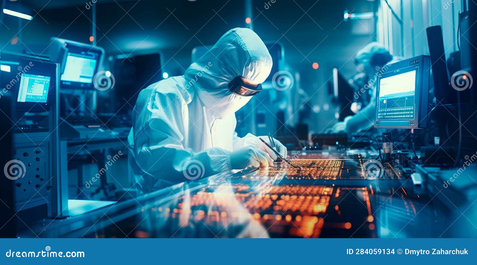 A Modern Electronics Manufacturing Plant with Cleanrooms, Precision ...