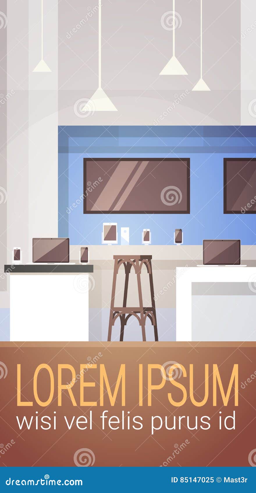 Modern Electronics Store Shop Interior Banner with Copy Space Stock ...
