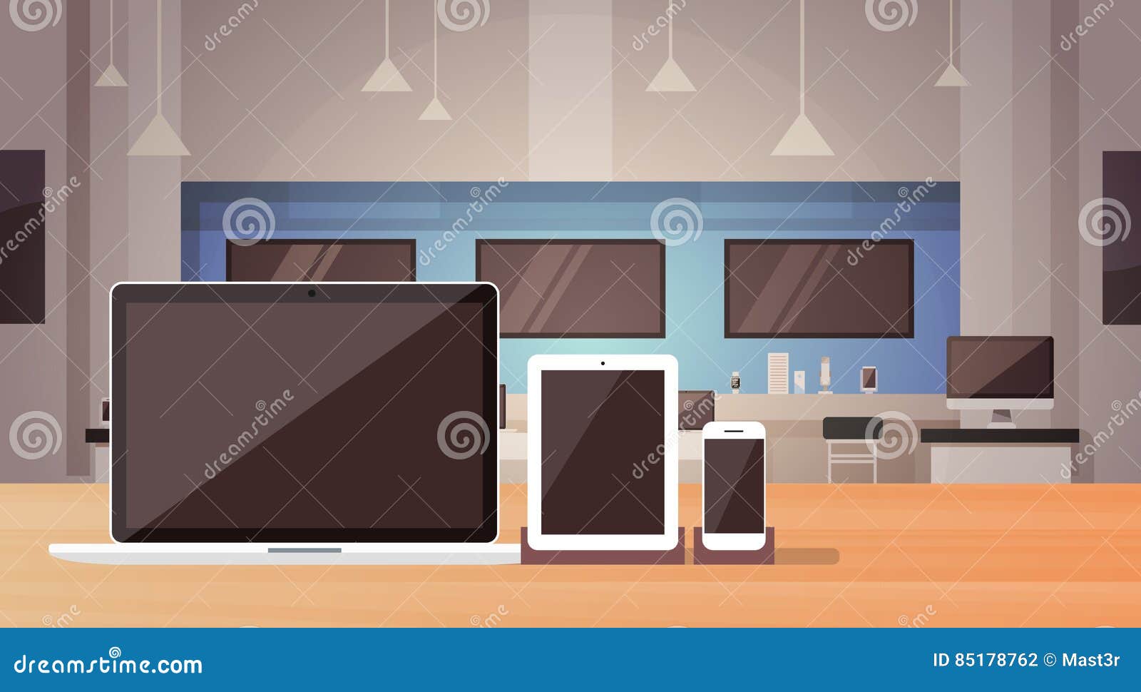 Modern Electronics Store Shop Interior Banner with Copy Space Stock ...