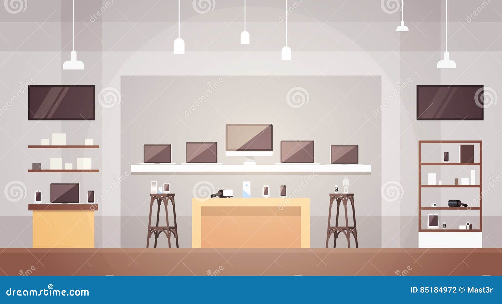 Modern Electronics Store Shop Interior Banner with Copy Space Stock ...