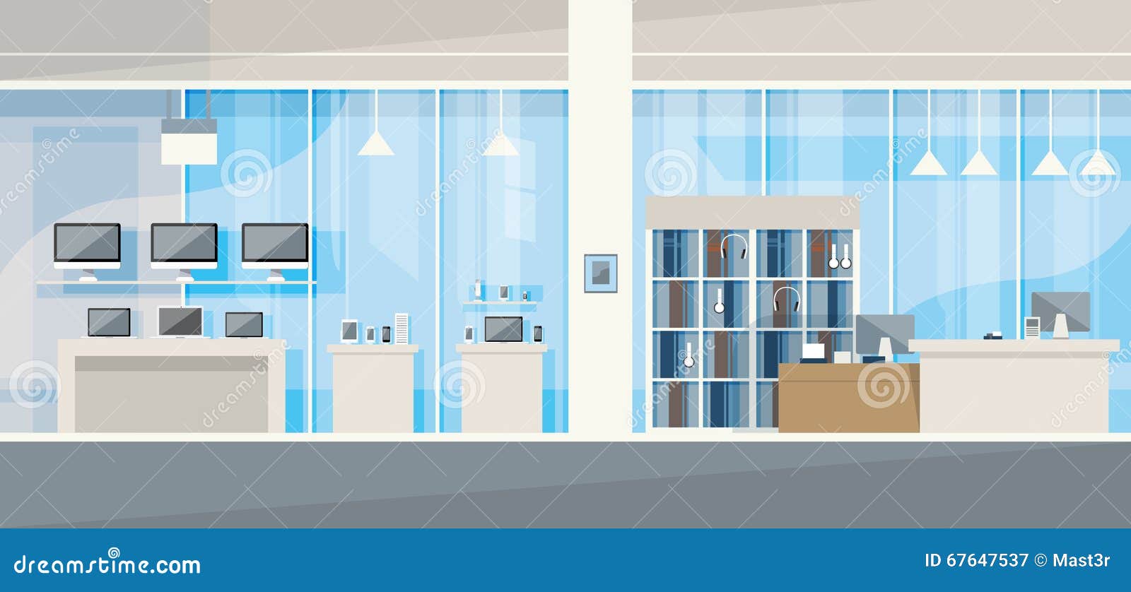 Modern Electronics Store Shop Interior Stock Vector - Illustration of ...