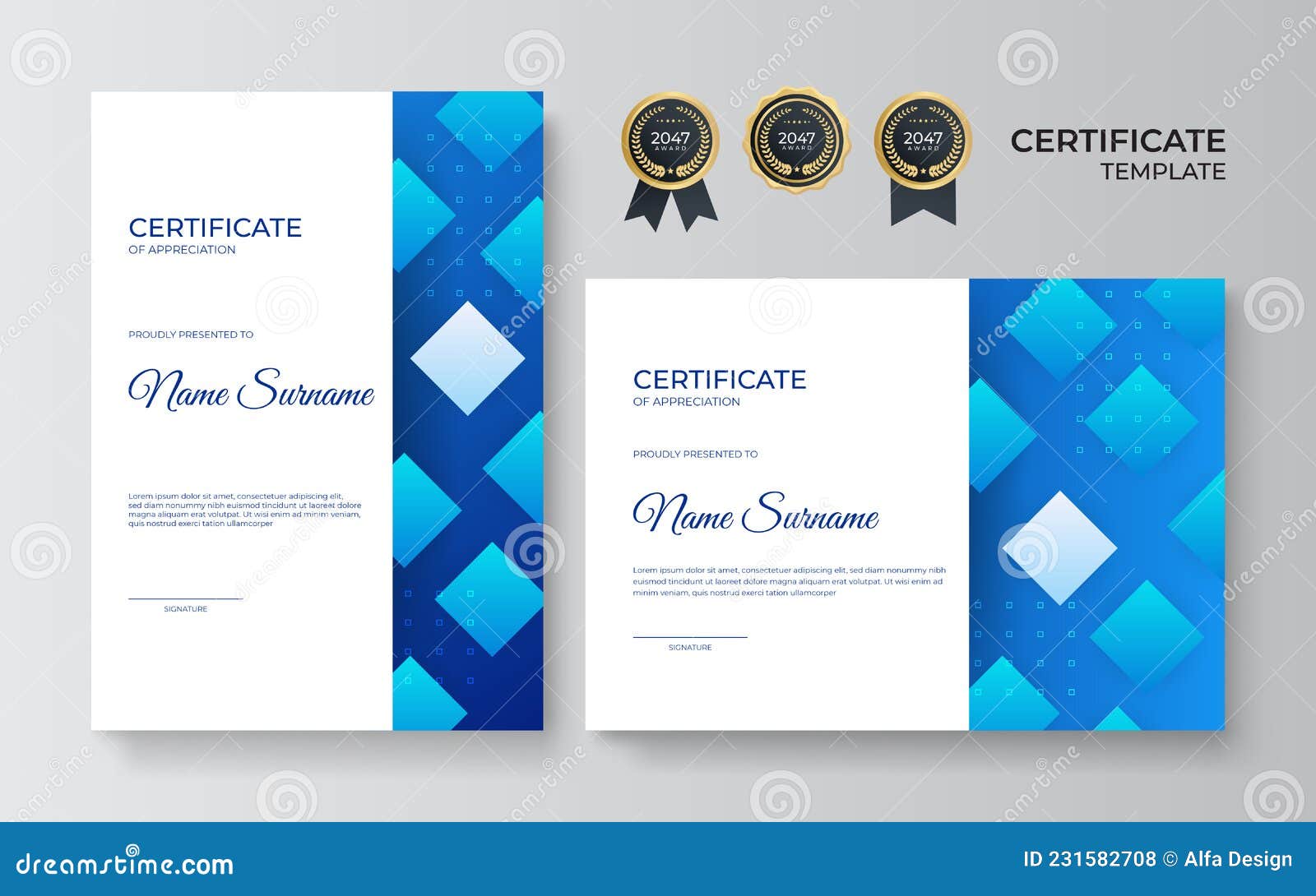 Modern Elegant Blue and White Diploma Certificate Template. Premium ...