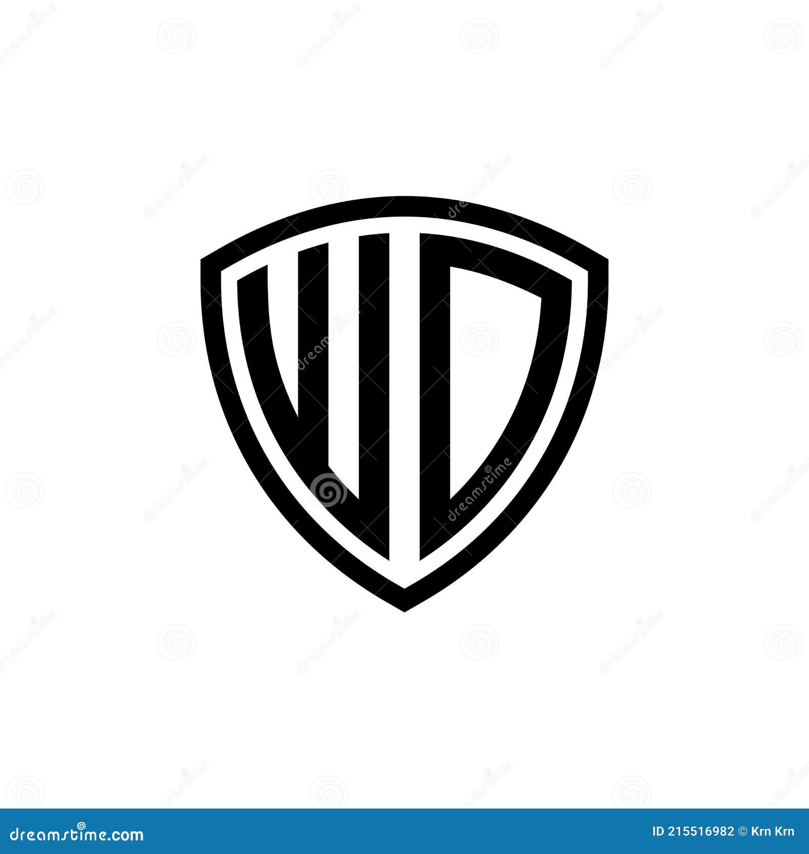 Initial Letter WD with Shield Frame Line Element Stock Illustration ...