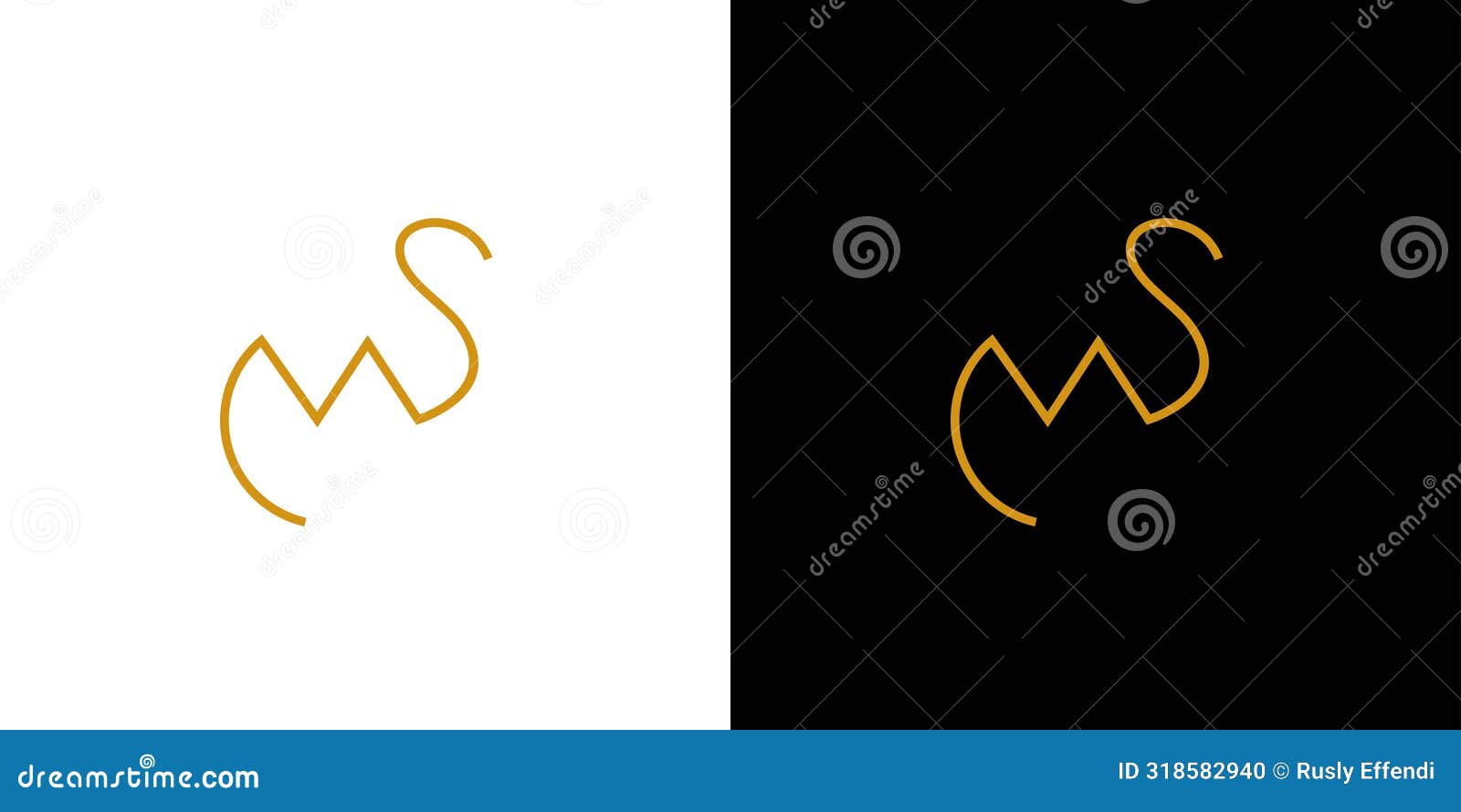 Modern and Elegant MS Logo Design Stock Vector - Illustration of ...