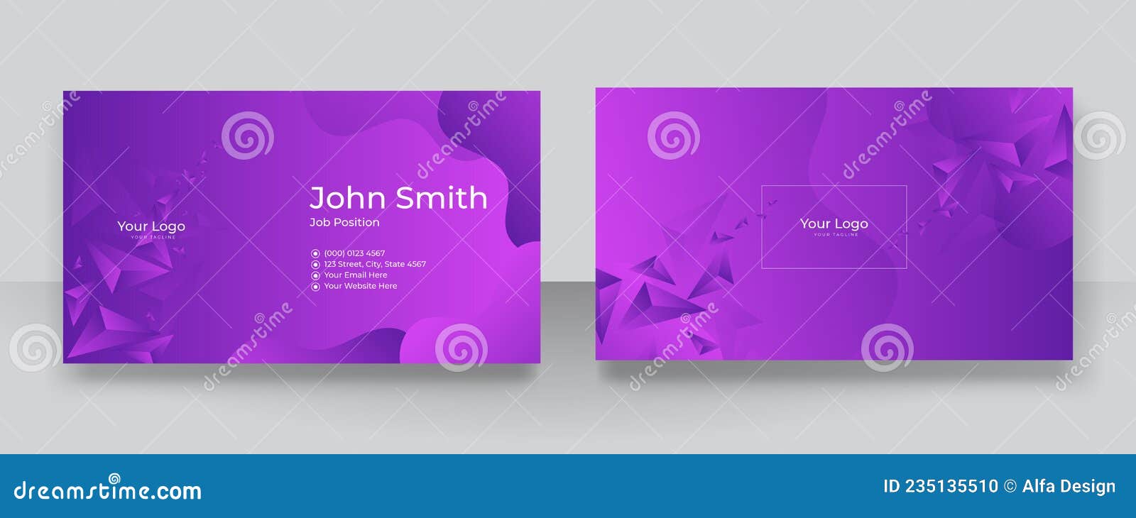 Modern Elegant Purple Business Card Template Stock Illustration ...