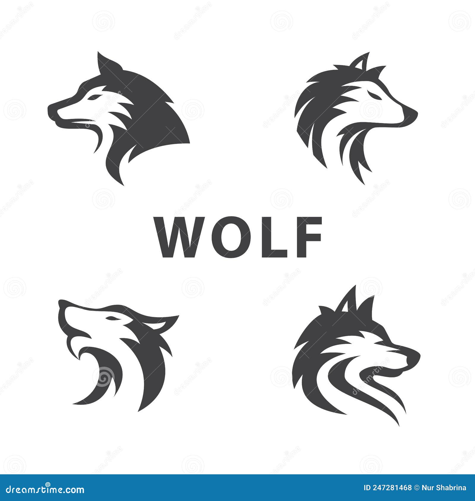 Modern Elegant Strong Collection of Abstract Wolf Logo Vector Design ...