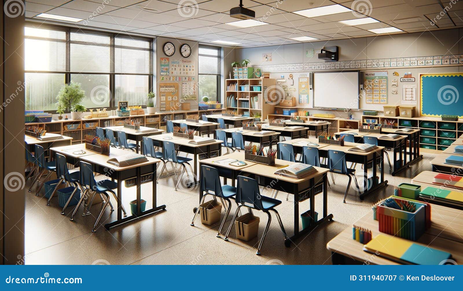Modern Elementary Classroom Interior. Concept Education, Learning ...