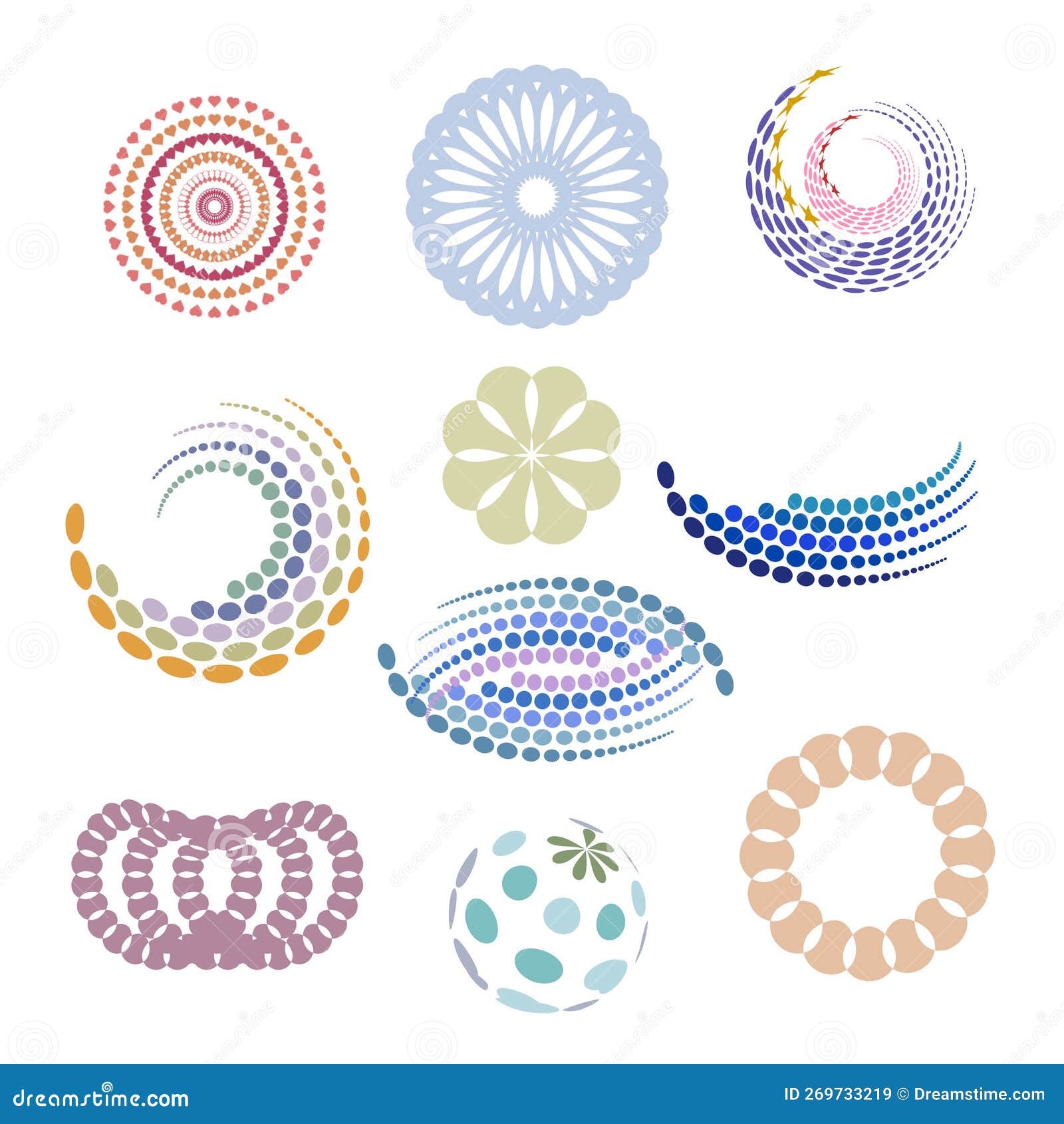 Modern Elements, Graphic Pattern Design Soft Color Vector Set. Stock ...