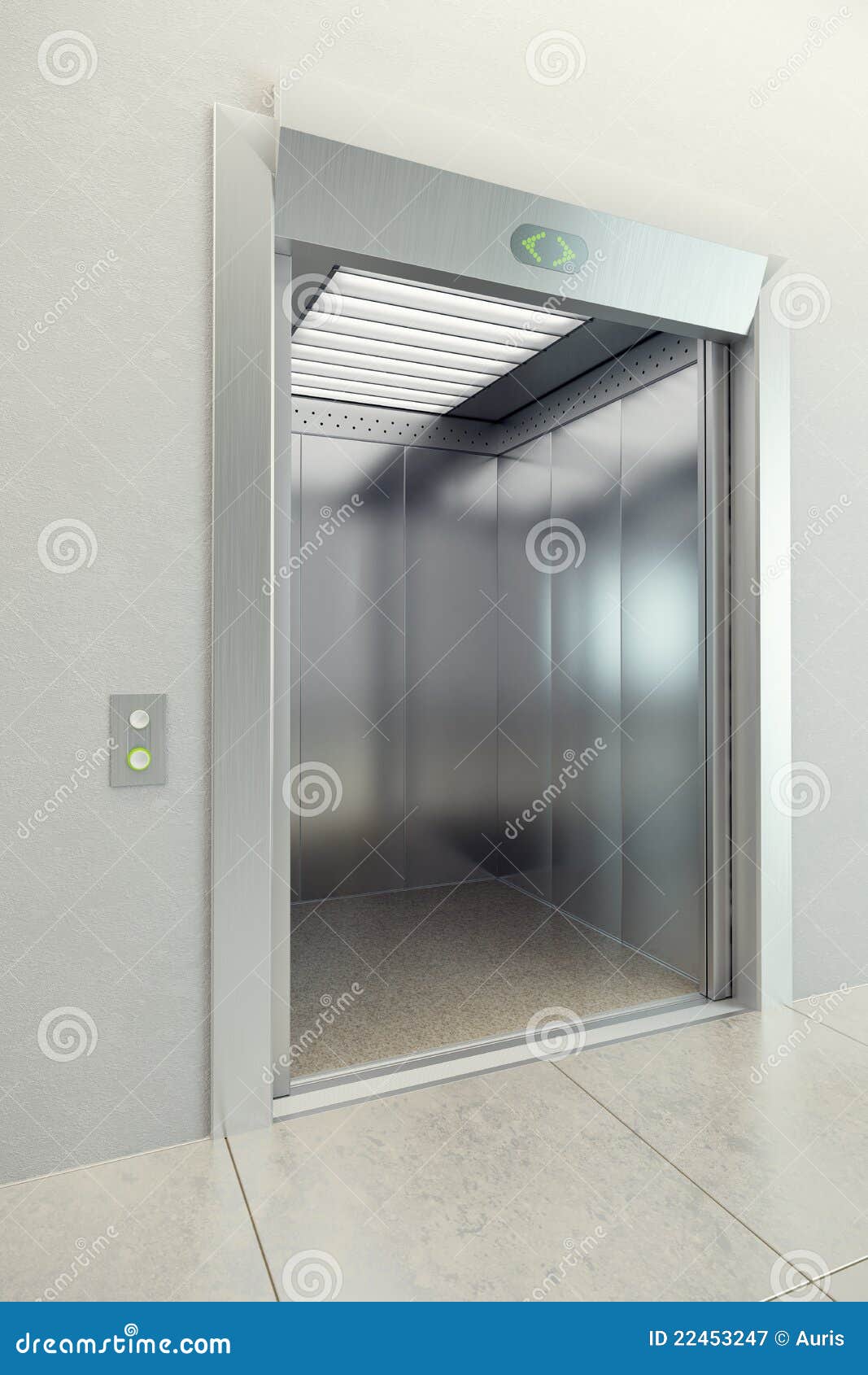 Modern Elevator With Closed Doors In Office Lobby, 3d Stock Photo ...