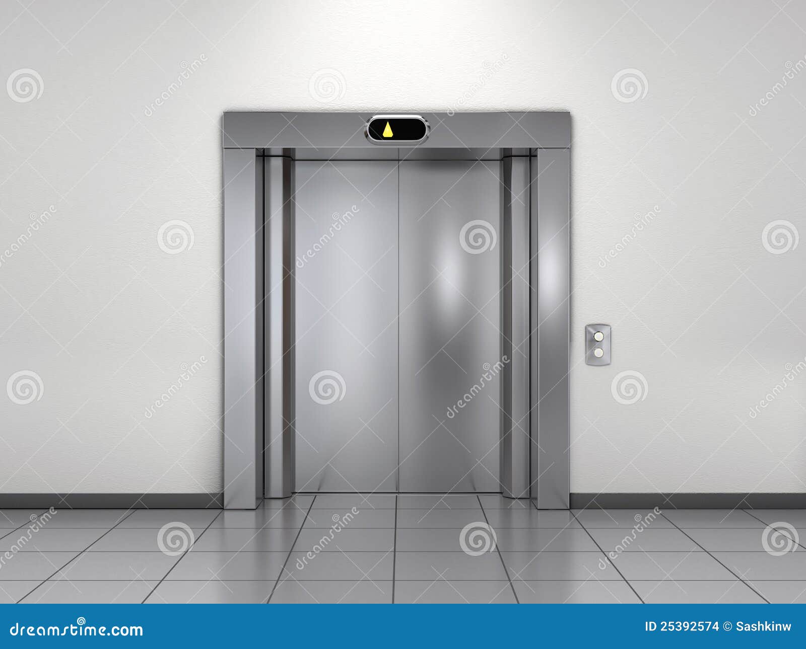 Modern Elevator With Closed Doors In Office Lobby, 3d Royalty-Free ...