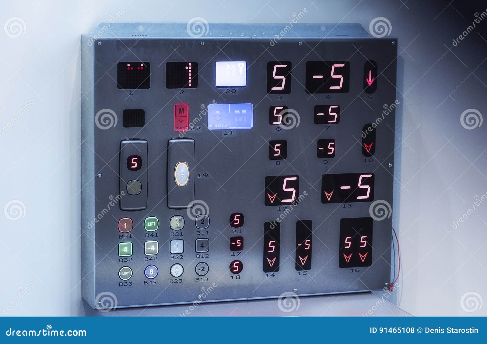 Modern Elevator buttons. stock photo. Image of chrome - 91465108