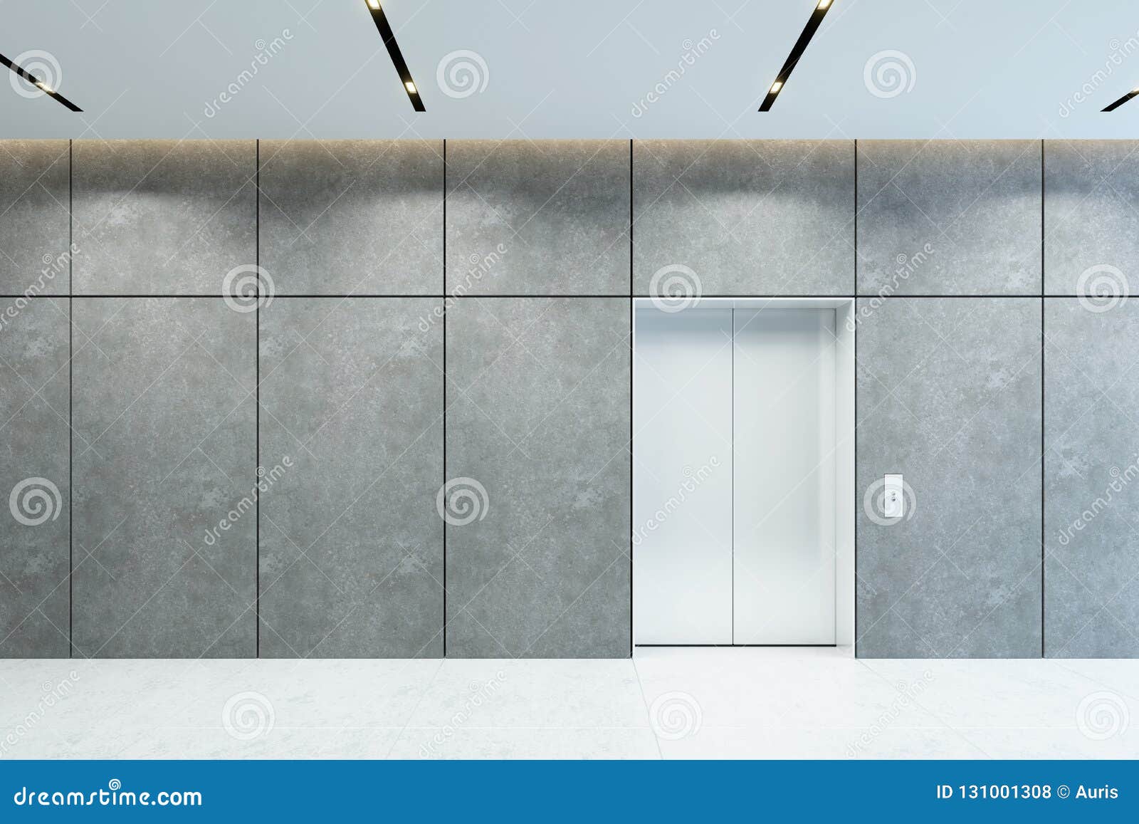 Modern Elevator with Closed Doors in Office Lobby Stock Photo - Image ...