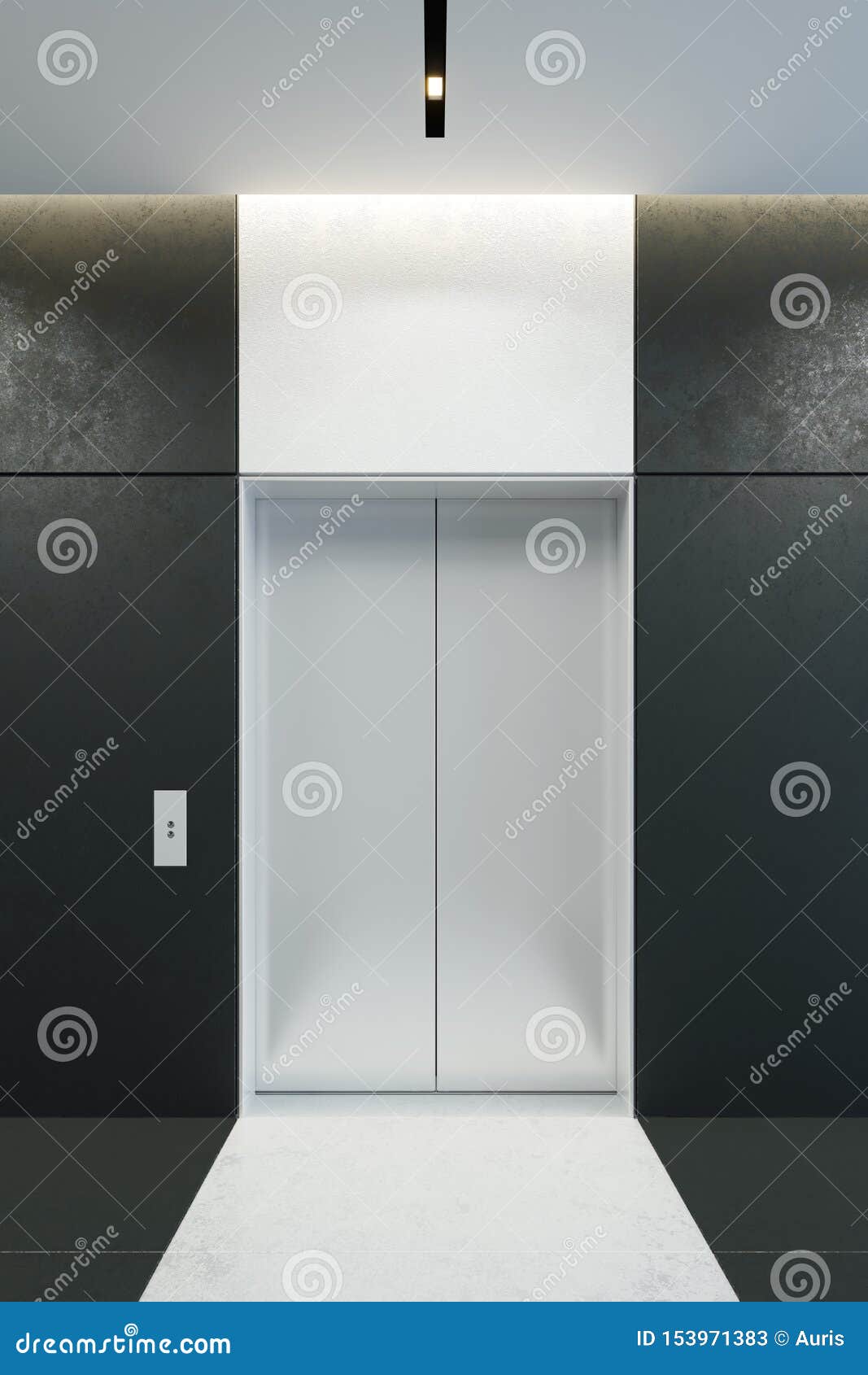 Modern Elevator with Closed Doors in Office Lobby, 3d Render Stock ...