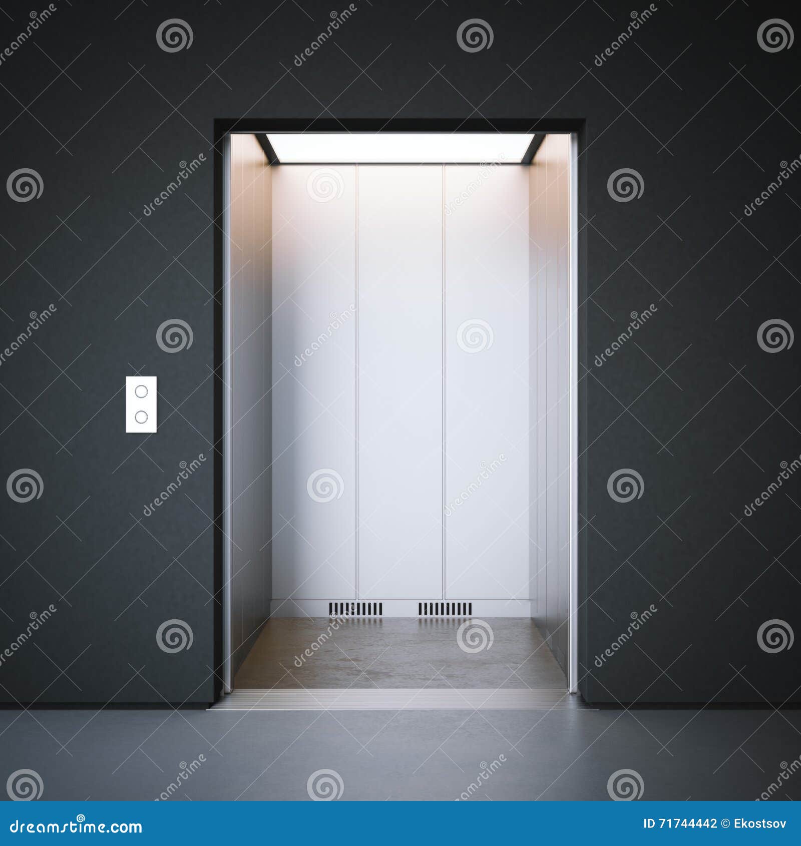 Modern Elevator with Closed Metal Doors. 3d Rendering Stock ...