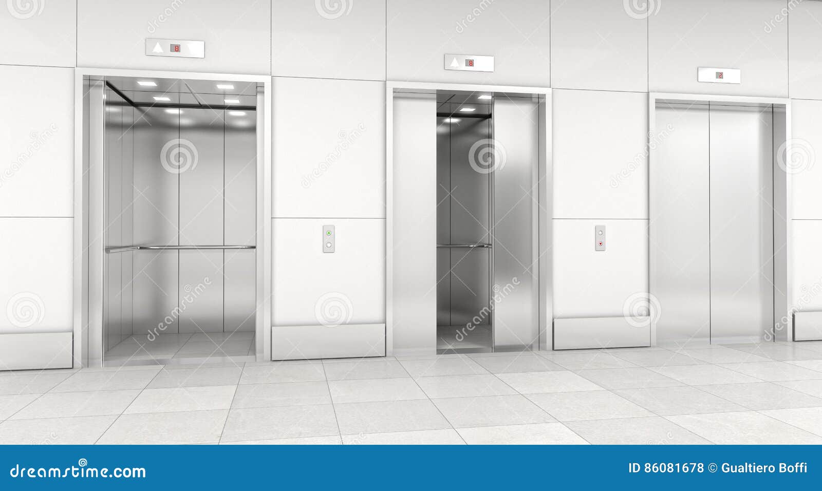 Modern elevator 3d stock illustration. Illustration of rendering - 86081678