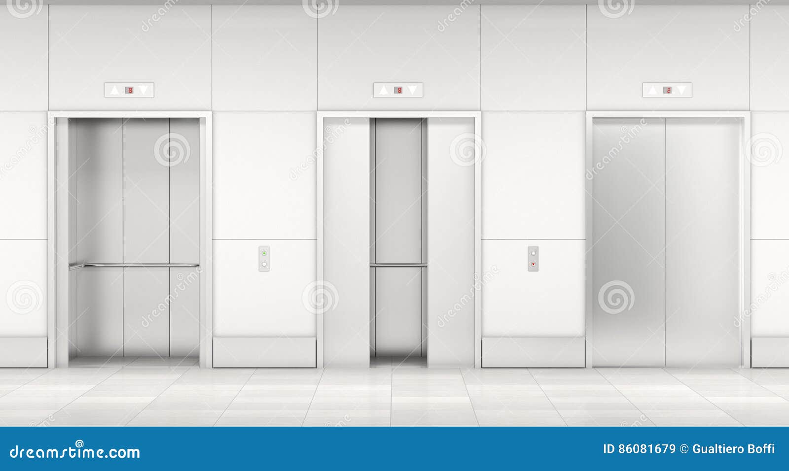 Modern elevator 3d stock illustration. Illustration of steel - 86081679