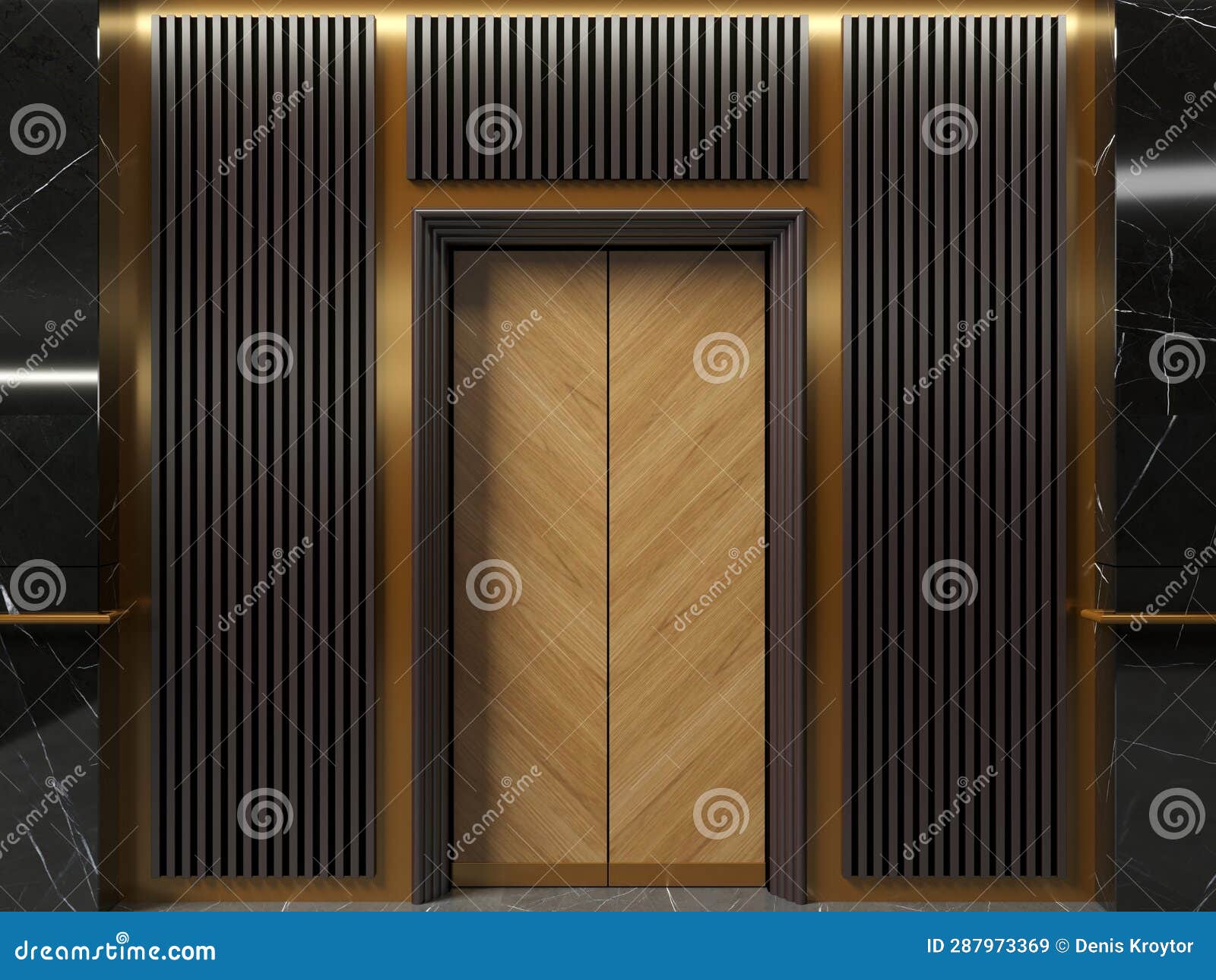 Modern Elevator Doors in Art Deco Lobby Stock Illustration ...