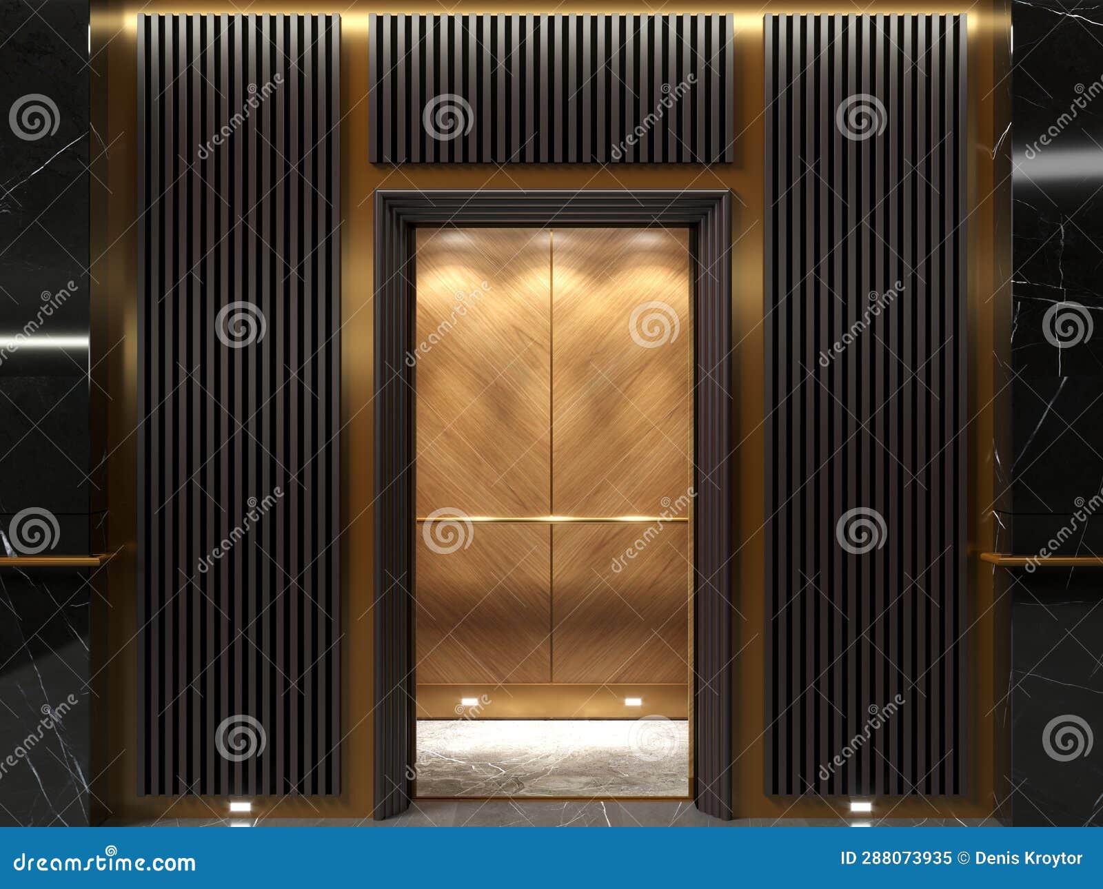Modern Elevator Doors in Art Deco Lobby Stock Illustration ...