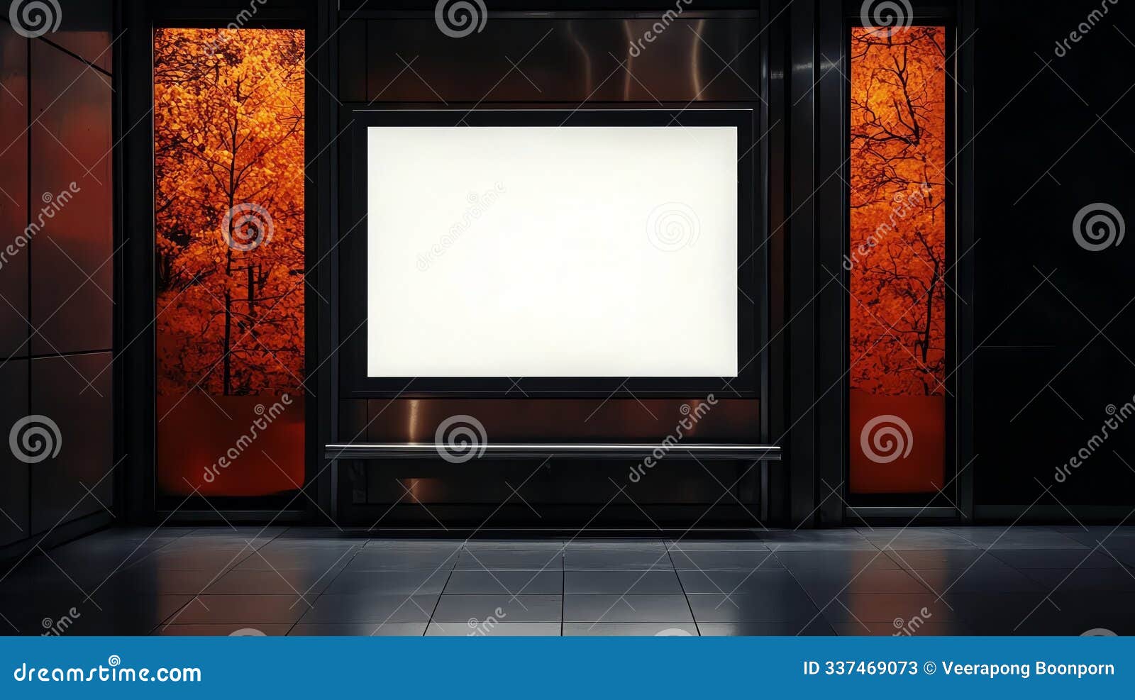 Modern Elevator Interior with a Blank Advertising Space and Illuminated ...