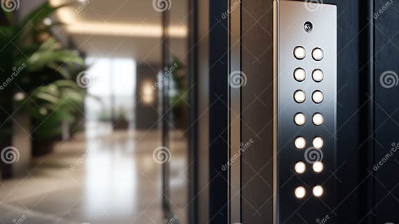 Modern Elevator Interior with Sleek Control Panel and a View of the ...