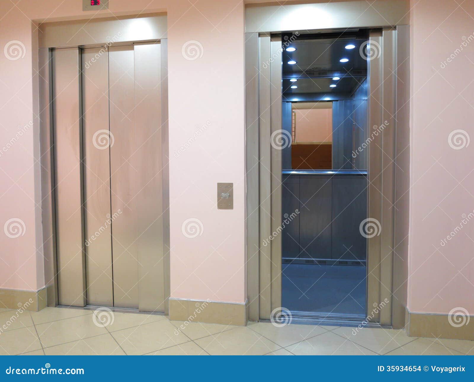 Modern Elevator with Opened and Closed Doors Stock Photo - Image of ...