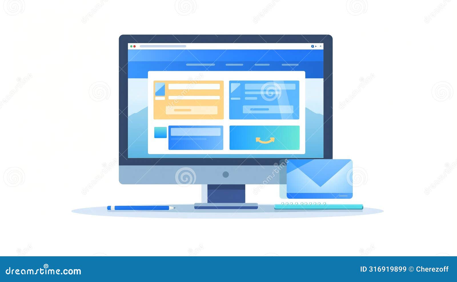 Modern Email Interface Display on Desktop Computer Screen Stock ...