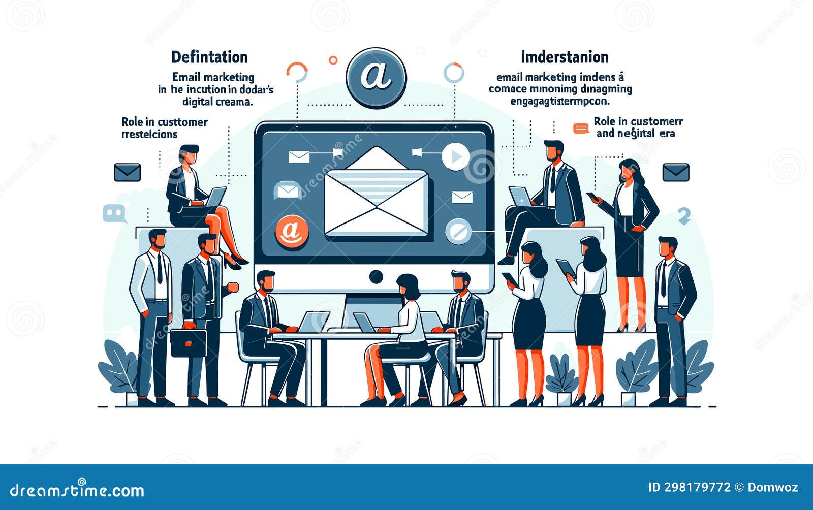 Modern Email Marketing Team Collaboration Stock Vector - Illustration ...