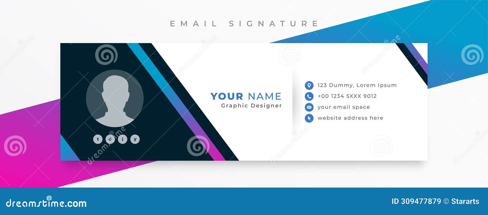 Modern Email Signature Card Template with Social Media Profile Stock ...