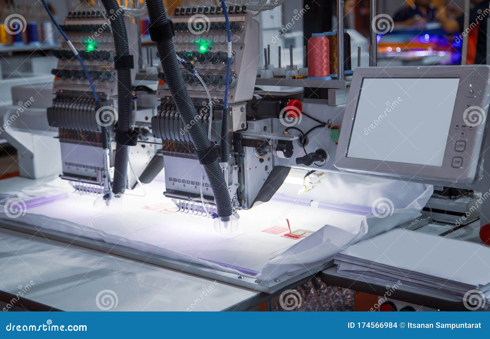 Modern embroidery machine stock photo. Image of manufacture - 174566984