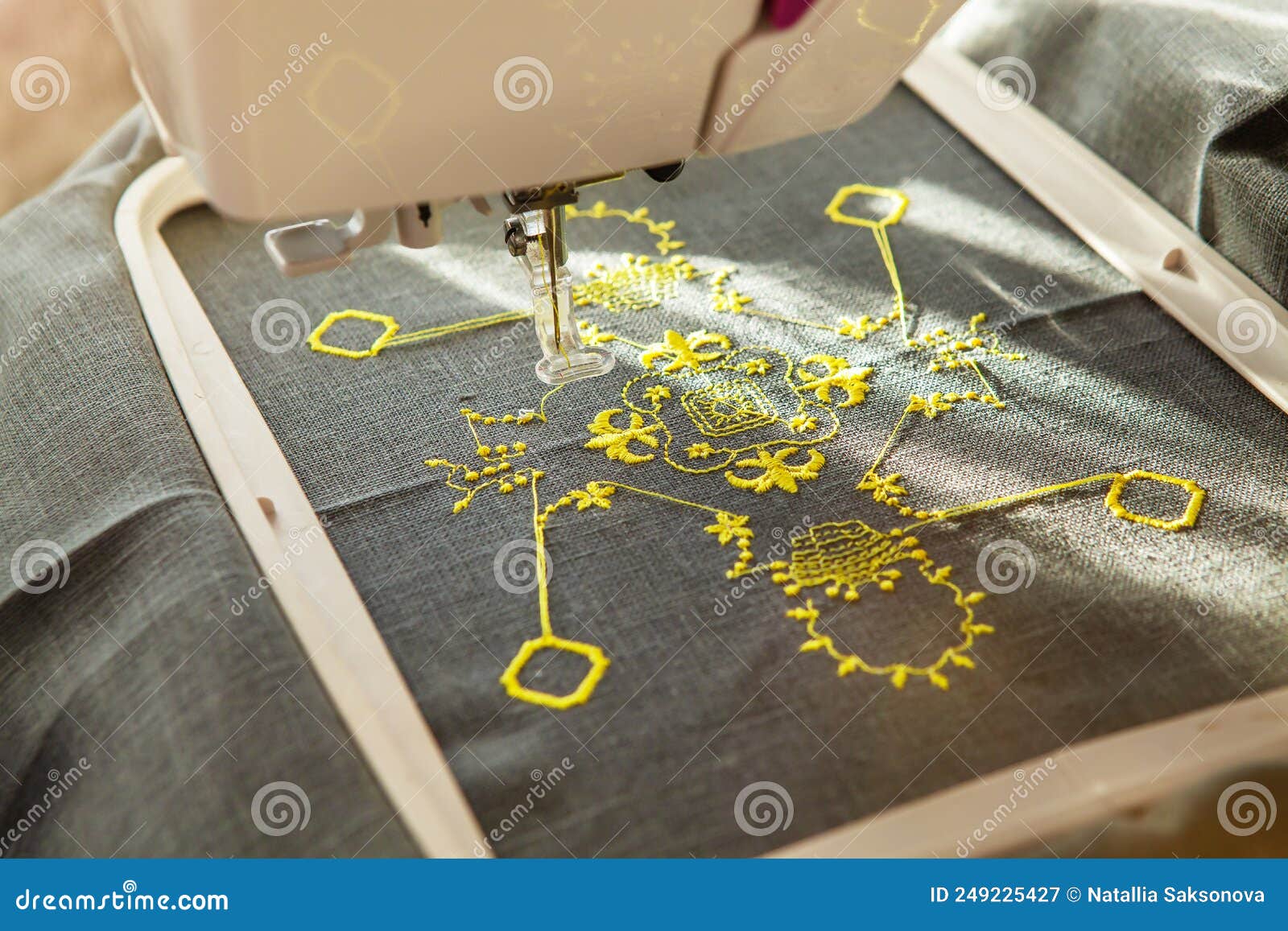 A Modern Embroidery Machine Creates an Abstract Pattern. Stock Image ...