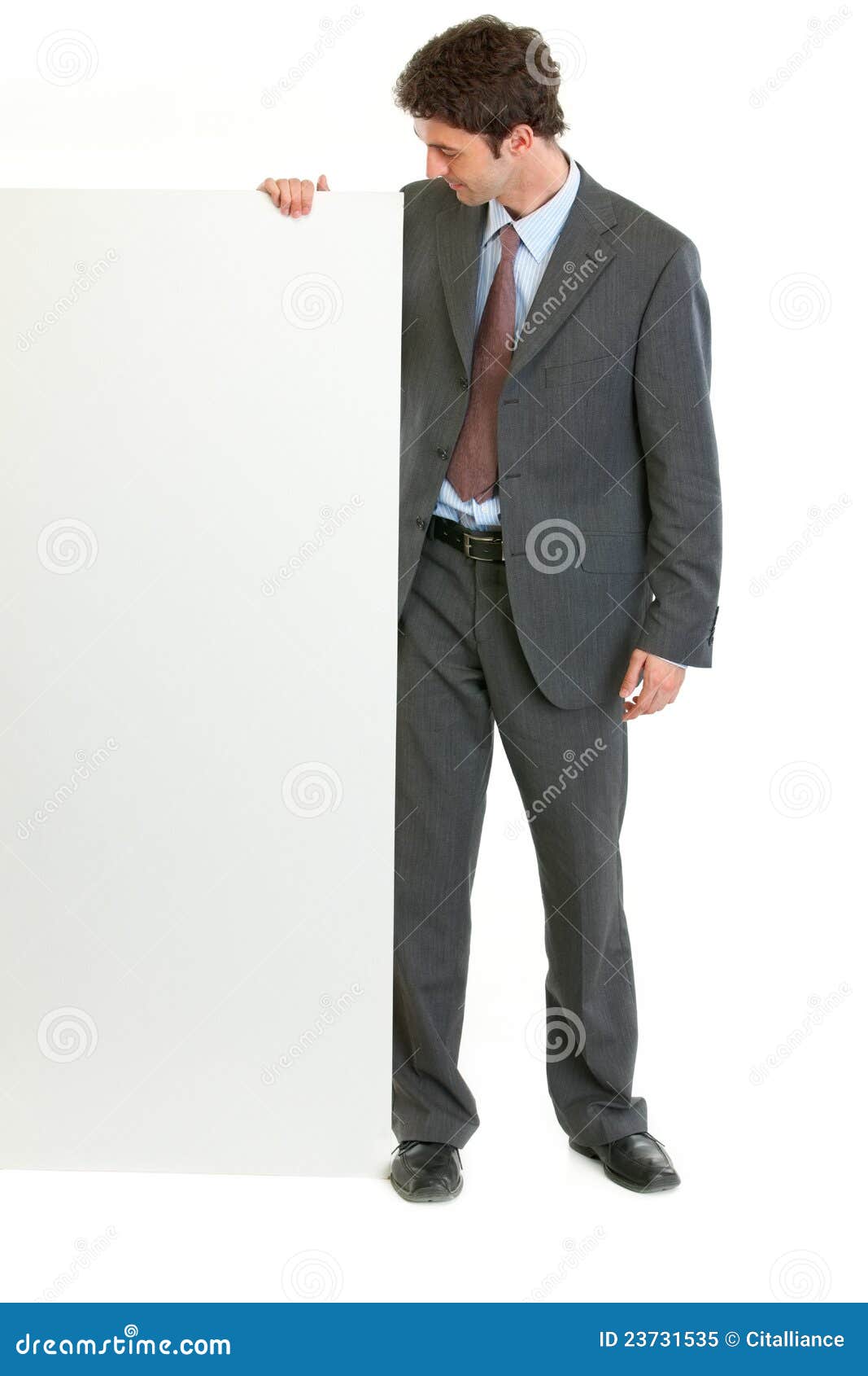 Modern Employee Looking on Blank Billboard Stock Image - Image of ...