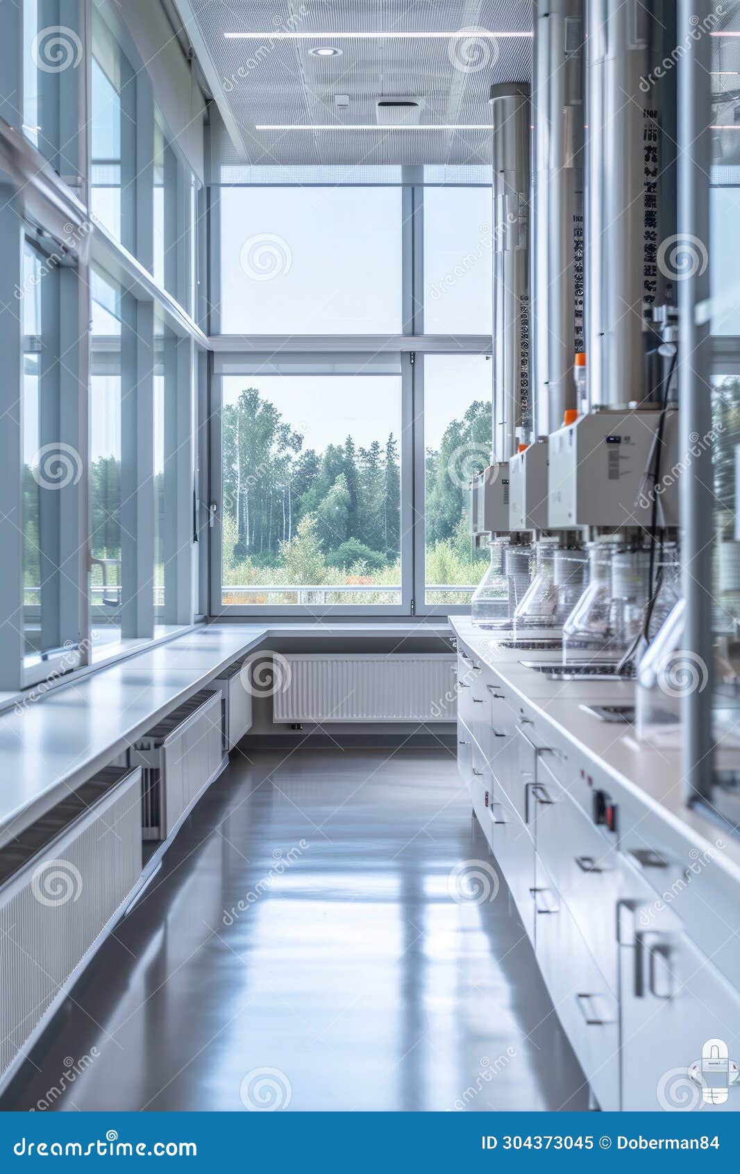 Modern Empty Biological Applied Science Laboratory with Microscopes ...