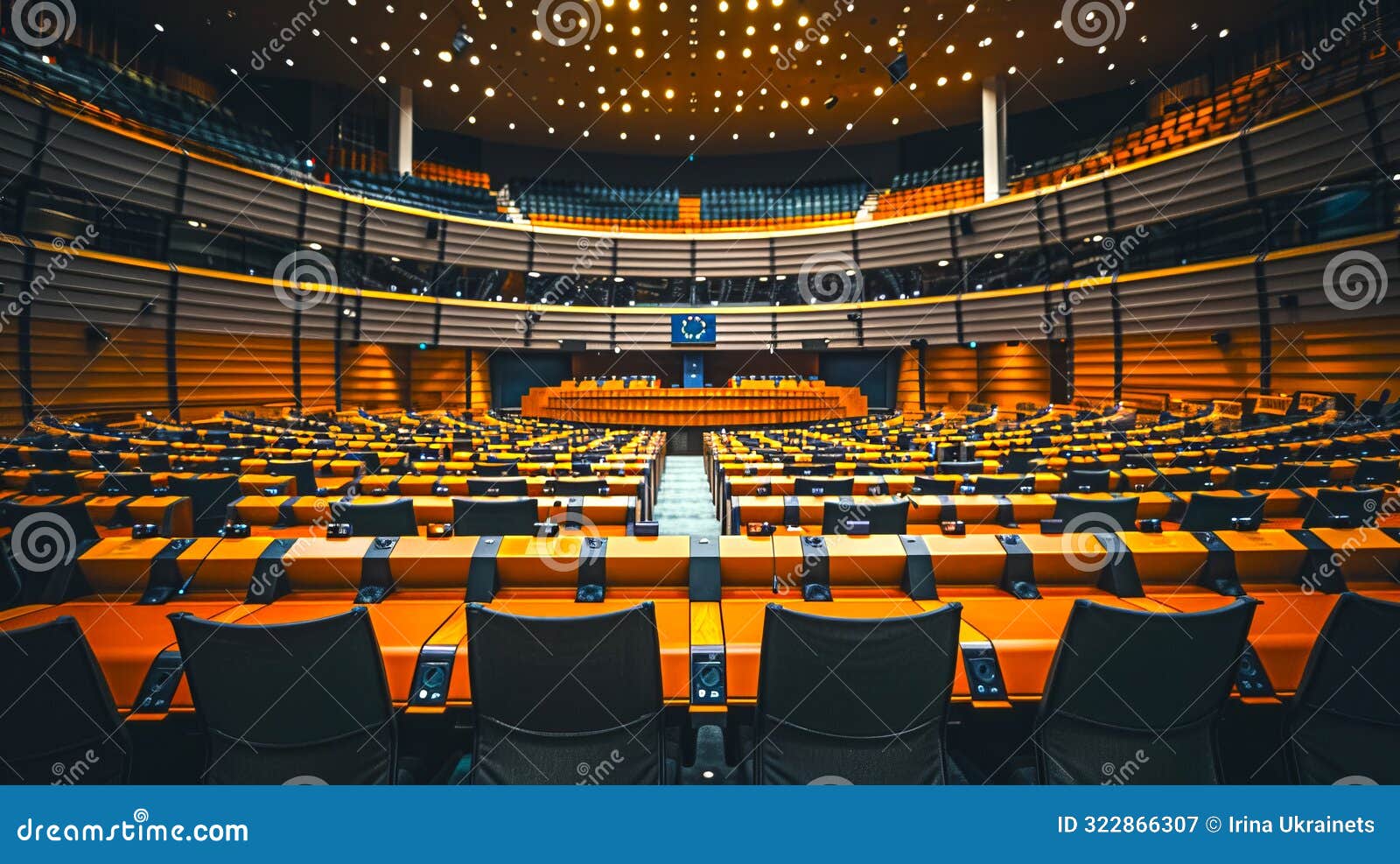 Modern Empty Conference Hall Interior with Rows of Seats and Large ...